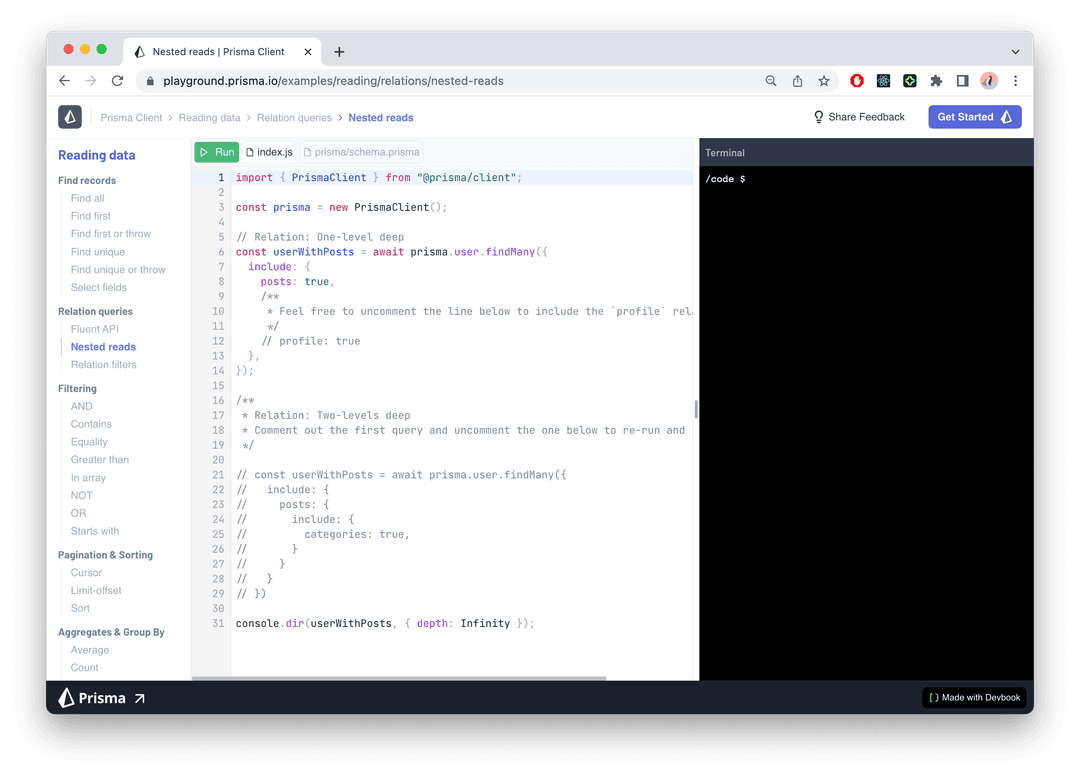 Prisma Playground: An Interactive Learning Experience for Prisma